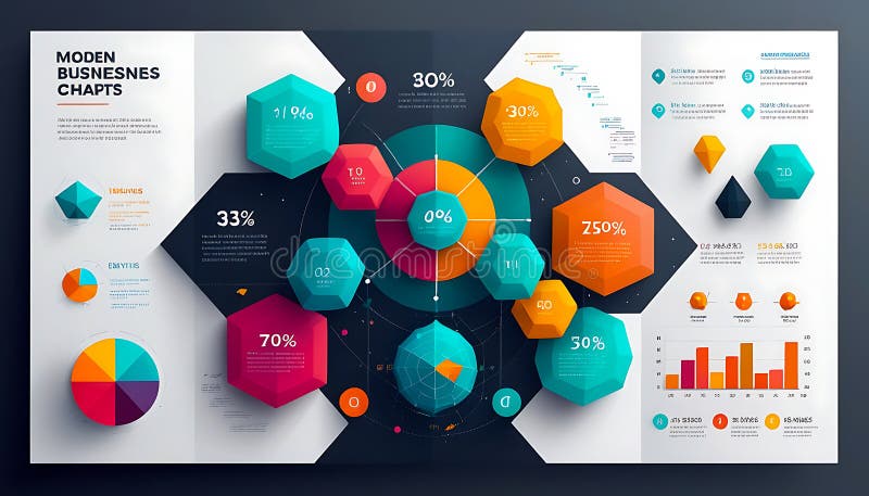 Modern Business Charts Infographic Stock Illustration - Illustration of ...