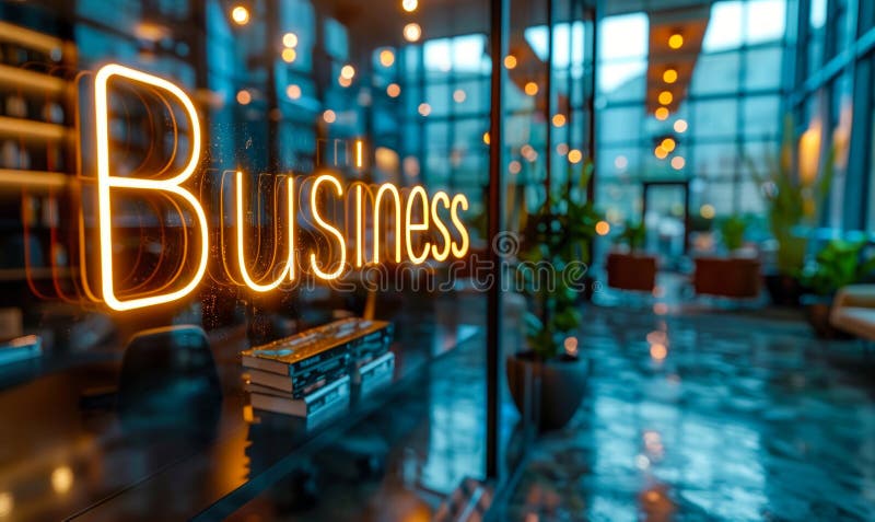 Modern Business Concept with Business Text Illuminated on a Glass ...