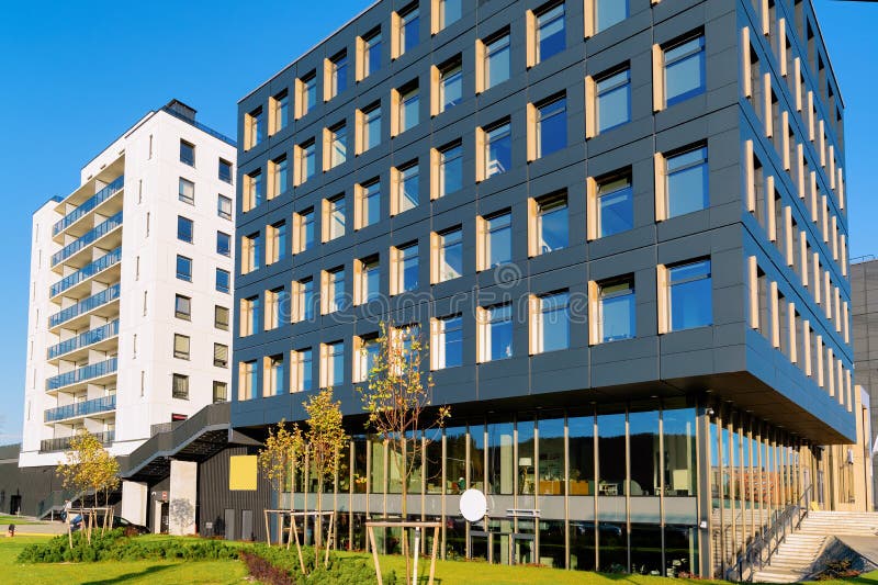 Modern Business Corporate Office Building Blue Sky Stock Photo - Image ...