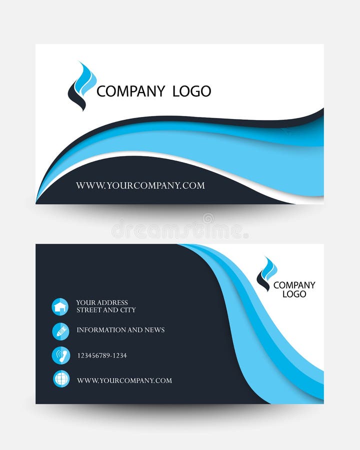 Modern Business Creative Card Template in Black and Blue Wave Design ...