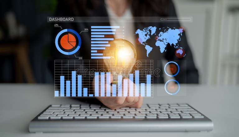 Modern Business Dashboard with Charts, Graphs, and Light Bulb ...