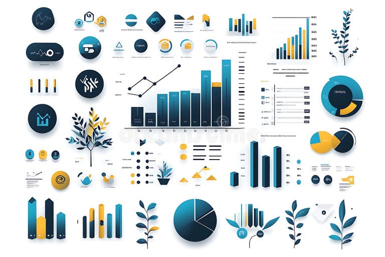 Modern Business Data Visualization Charts and Graphs with Floral Elements Presentation Stock ...