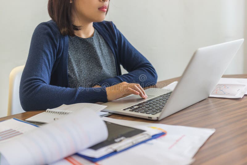 Modern Business Employee Using Laptop in Office Stock Photo - Image of ...