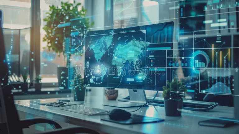 Modern Business Environment Featuring Business Tools. Stock ...