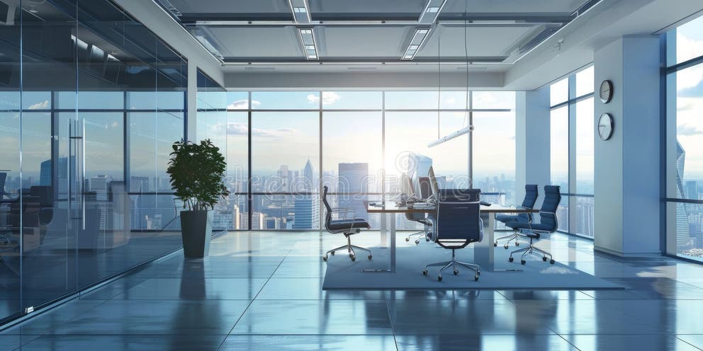 Modern Business Environment with Sleek Office Tools. Stock Illustration ...