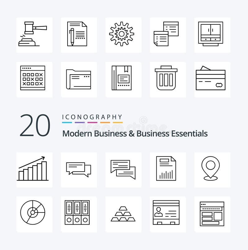 20 Modern Business and Business Essentials Line Icon Pack Like Finance ...
