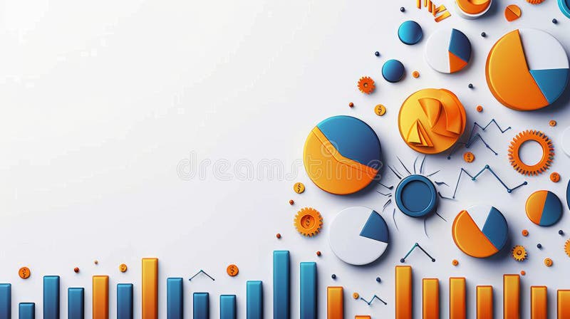 Modern Business Frame with Colorful Charts and Graphs on White ...