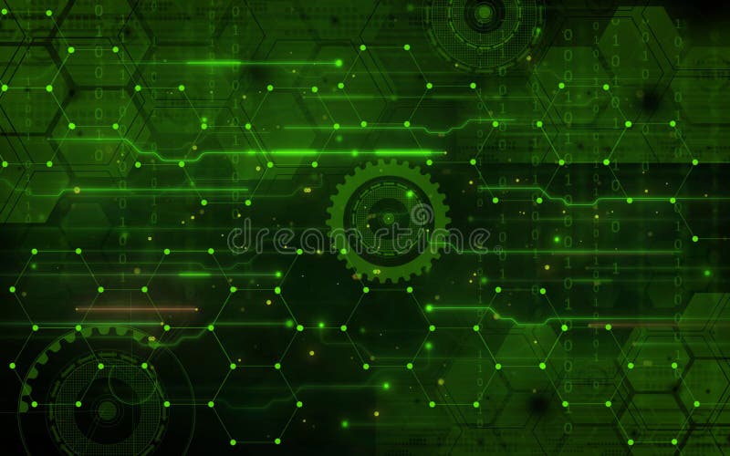 Green Abstract Cyber Future Technology Concept Background, Binary ...