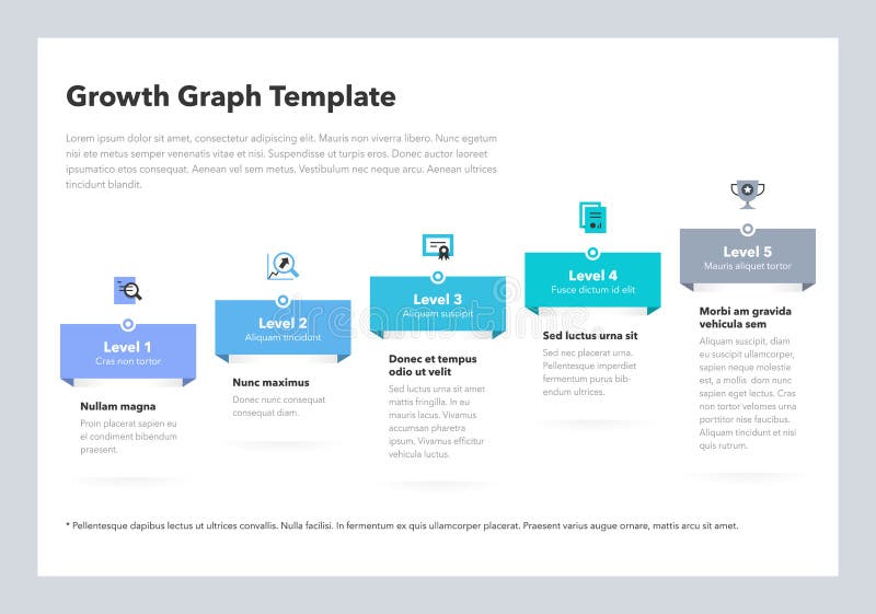 Modern Business Growth Graph Template with Five Successive Steps Stock ...
