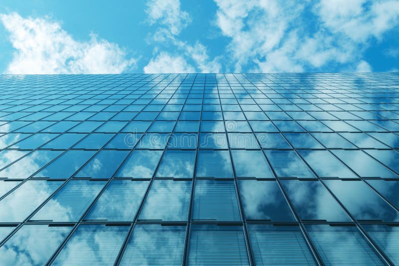 Modern Business High Rise Glass Building and Blue Sky with Clouds Stock ...