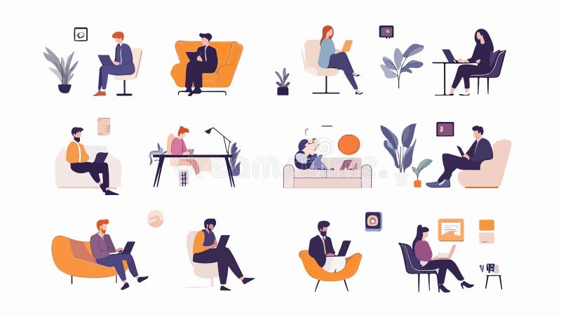 Modern Business Illustration Mega Set for Office Use Stock Vector ...