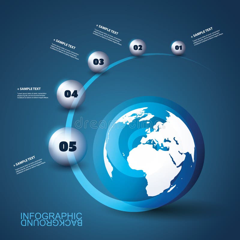 Modern Business Infographic Template with Earth Globe and Spiralling ...