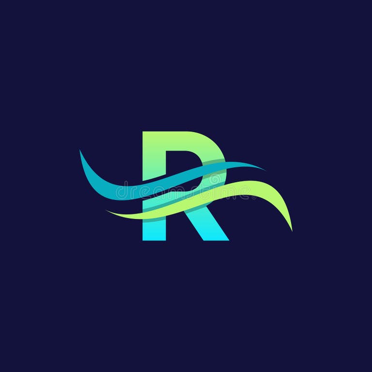 Modern Business Initial R Wave Simple Icon Design Logo Stock Vector ...
