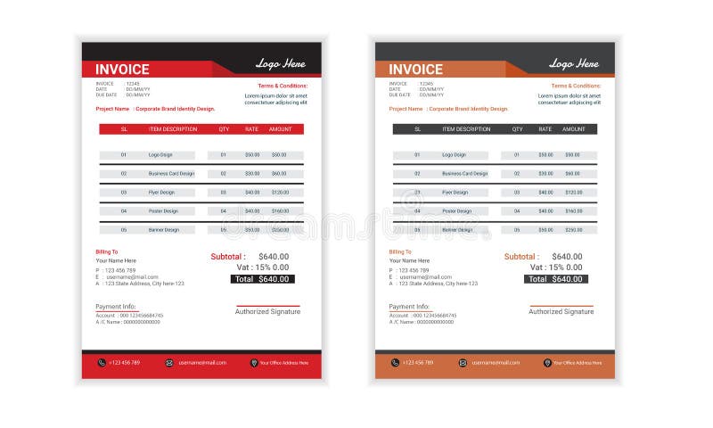 Modern Business Invoice Template Design Stock Vector - Illustration of ...