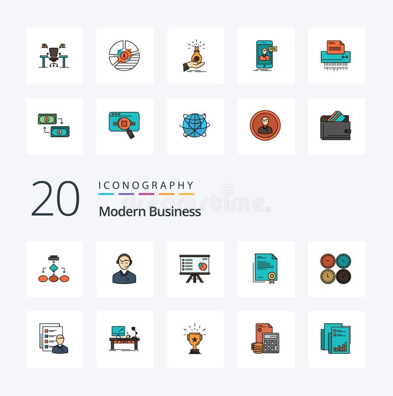 20 Modern Business Line Filled Color Icon Pack Like Chart Analytics ...