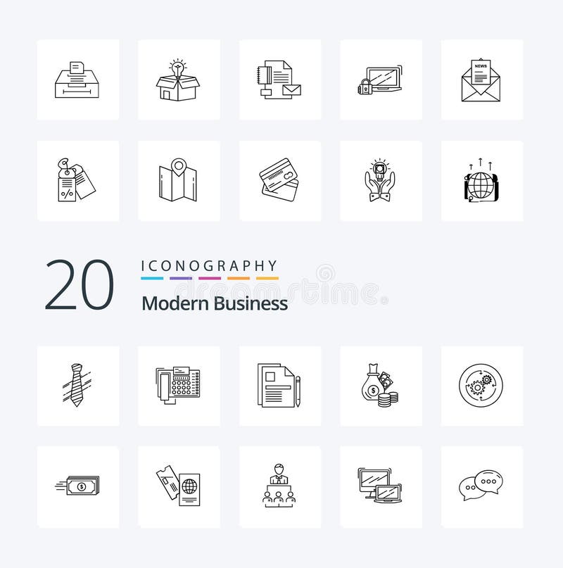 20 Modern Business Line Icon Pack Like Business Money Call Sign ...