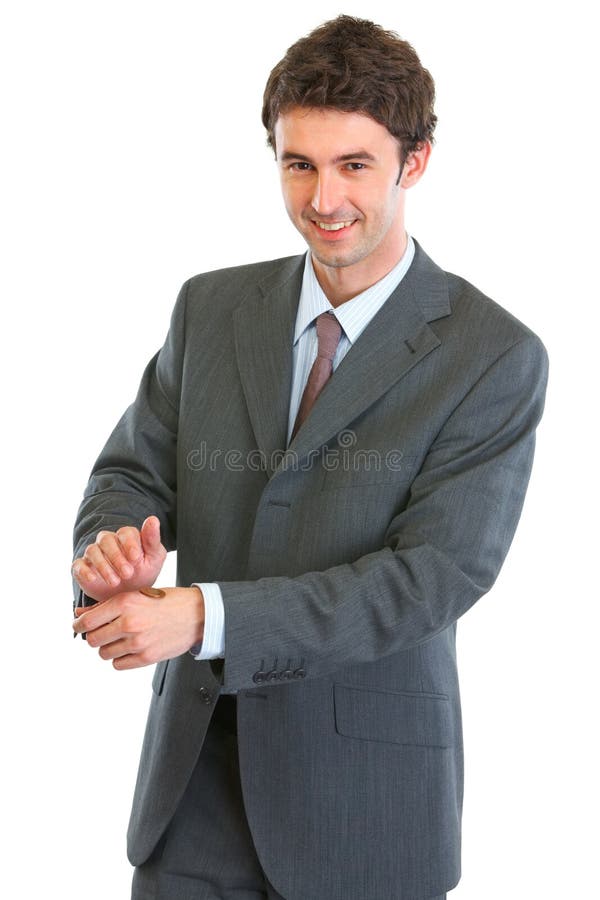 Modern Business Man Showing Tossed Coin Stock Photo - Image of happy ...