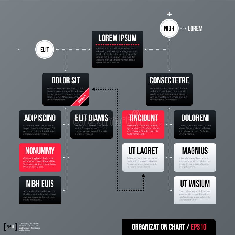 Modern Business Organization Chart Template with Black, Red and White ...