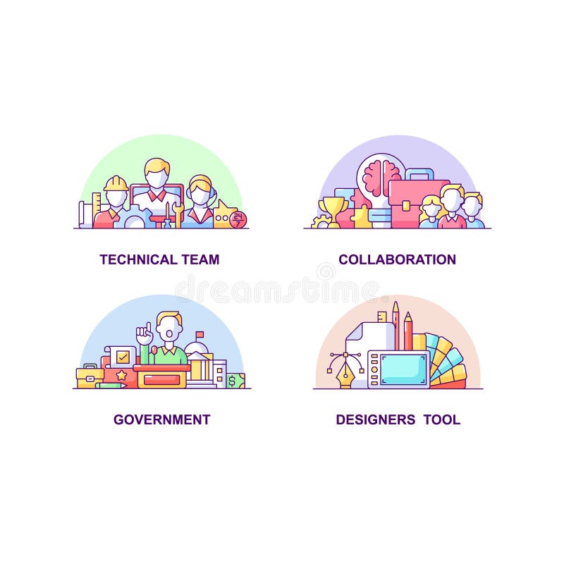 Technical Team Creative UI Concept Icon Stock Vector - Illustration of worker, screen: 213010637