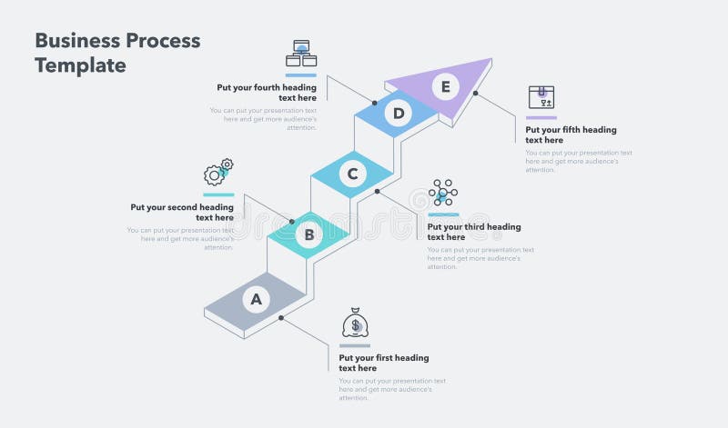Modern Business Process Template with Five Colorful Stages Stock Photo ...