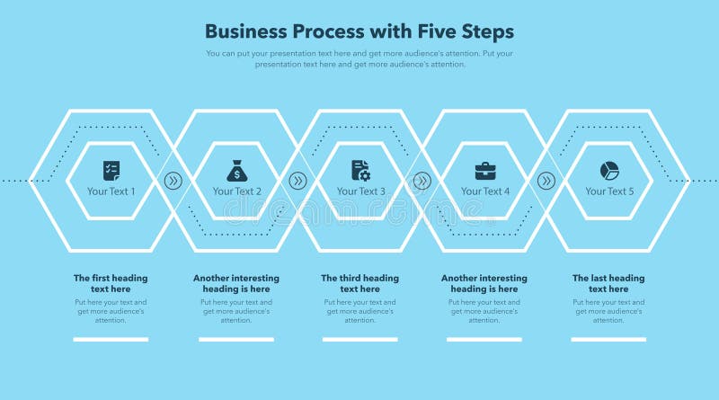 Modern Business Process Template with Five Steps - Blue Version Stock ...