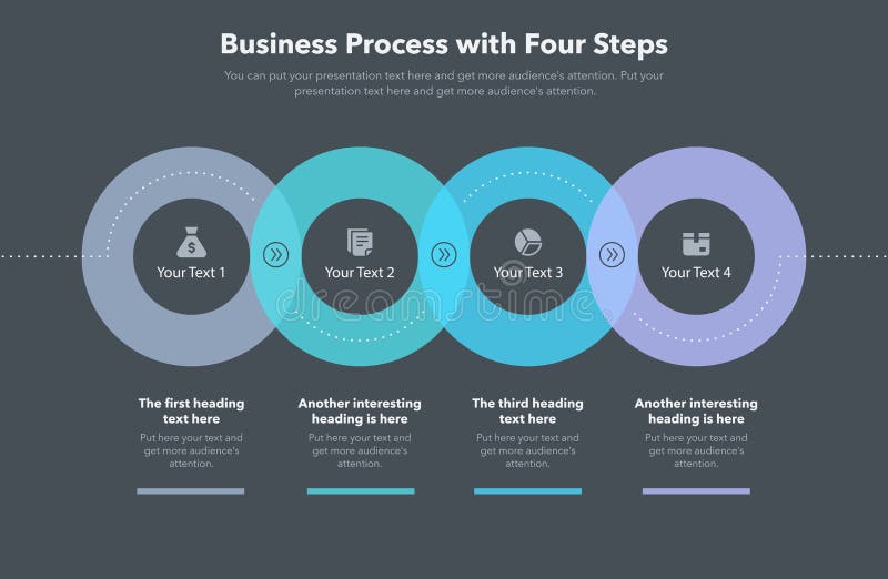 Modern Business Process Template with Four Steps - Dark Version Stock ...
