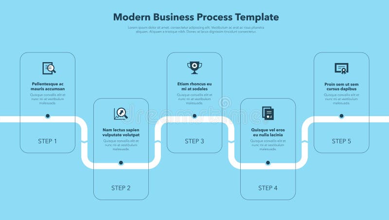 Modern Process Flow Diagram Layout Template - Dark Version Stock Vector ...