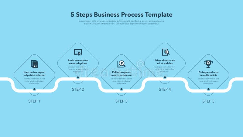 Modern Process Flow Diagram Layout Template - Blue Version Stock Vector ...