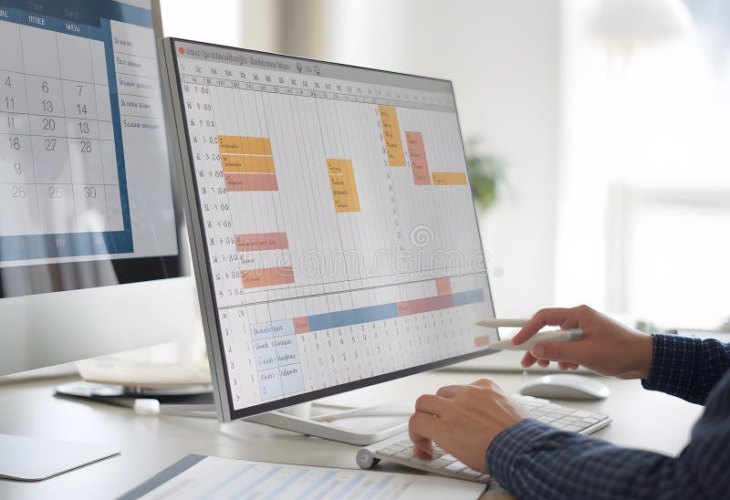 Modern Business Project Planning Schedule Digital Screen Display Gantt ...