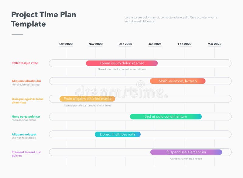 Modern Business Project Time Plan Template with Colorful Project Tasks ...