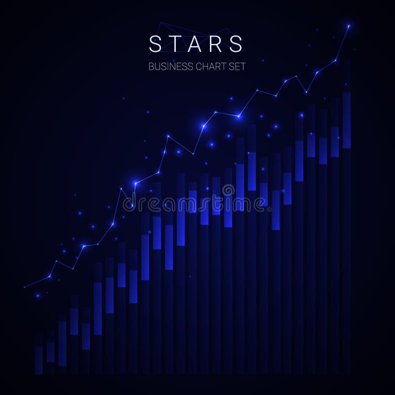 Modern Business Star Growing Chart Vector on Blue Background. Stock ...