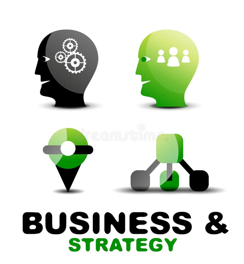 Modern Business and Strategy Icon Set Stock Vector - Illustration of ...