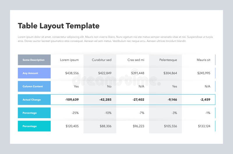 Modern Business Table Layout Template with Place for Your Content Stock ...
