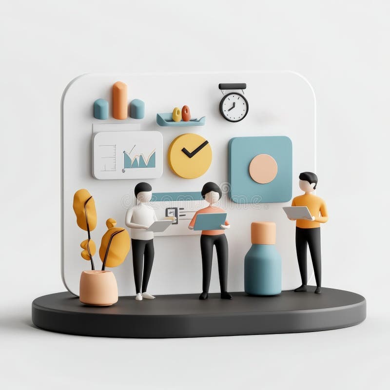 A Modern Business Team Collaborates Using Data Visuals and Technology ...