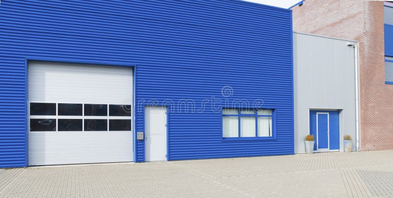 Modern blue warehouse stock image. Image of factory - 175724469