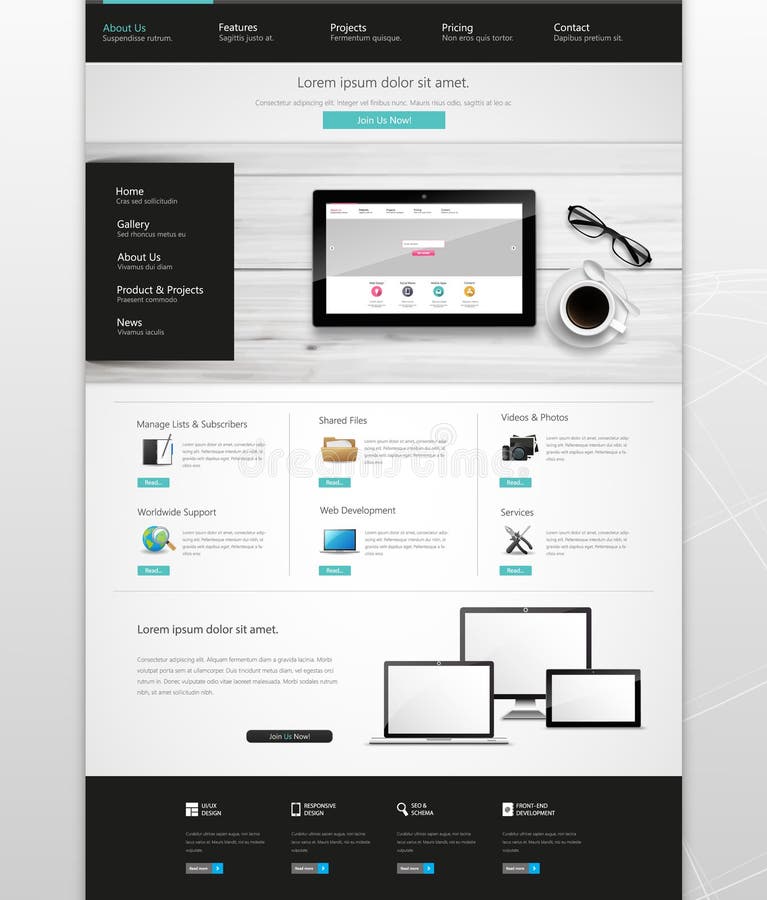 Modern Business Website Template Design Stock Vector - Illustration of ...