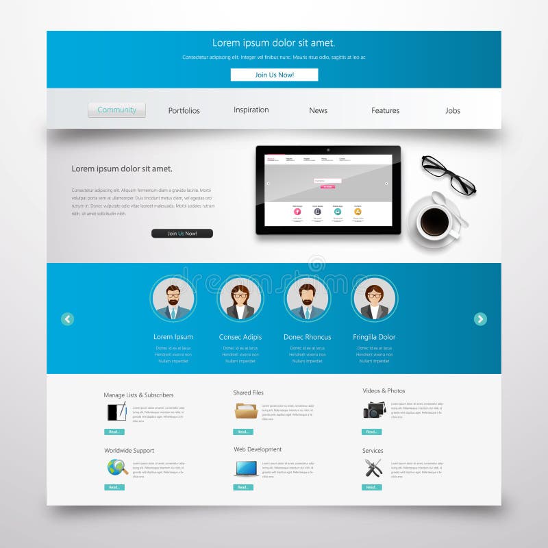 Modern Business Website Template Design Stock Vector - Illustration of ...