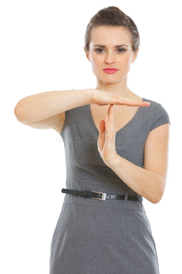 Modern Business Woman Showing Break Gesture Stock Photo - Image of ...