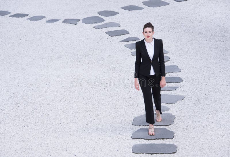 Modern Business Woman Walking on the Path Stock Photo - Image of people ...