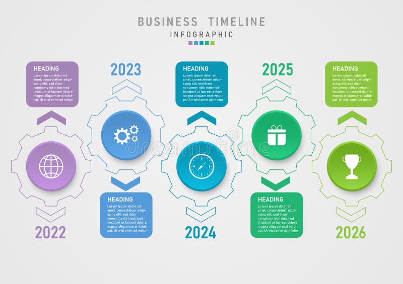 5 Year Timeline Project Infographic Multi Colored Circle Podium ...