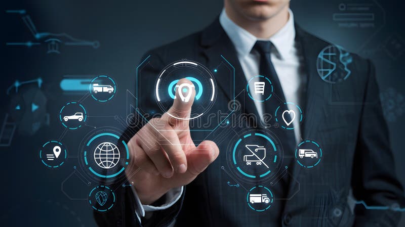 Modern Businessman Using Futuristic GPS Tracking Technology Interface ...