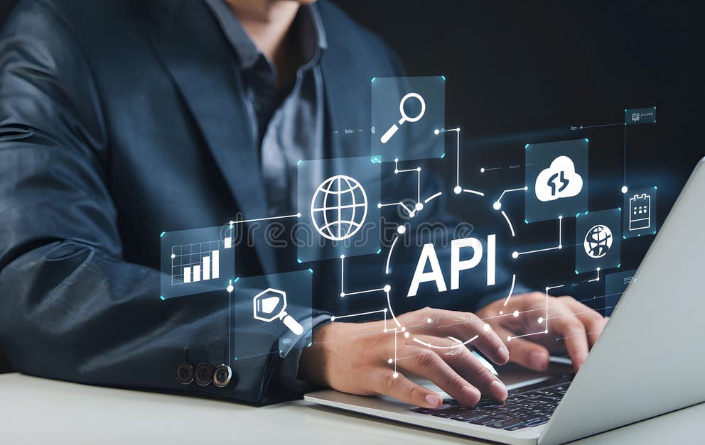 Businessman Using Laptop API Interface Digital Technology Modern ...