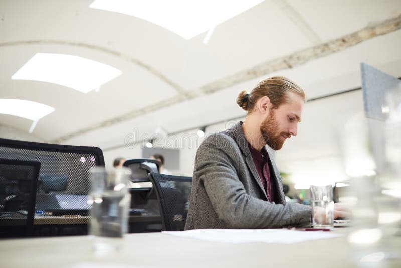 Modern Businessman Working in Open Space Office Stock Photo - Image of ...