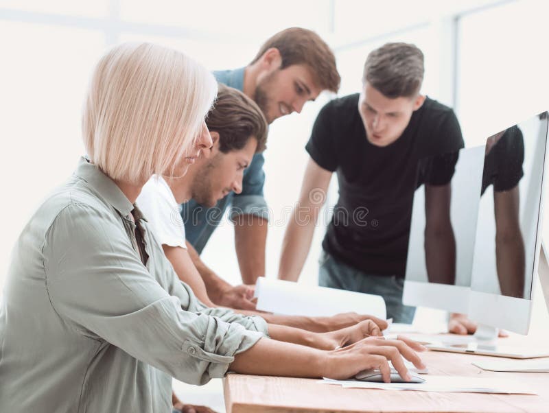 Modern Businesswoman Working on a Computer in the Office. Stock Photo ...