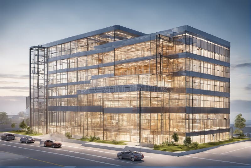 Modern Bustling Industrial Factory Building Stock Illustration ...