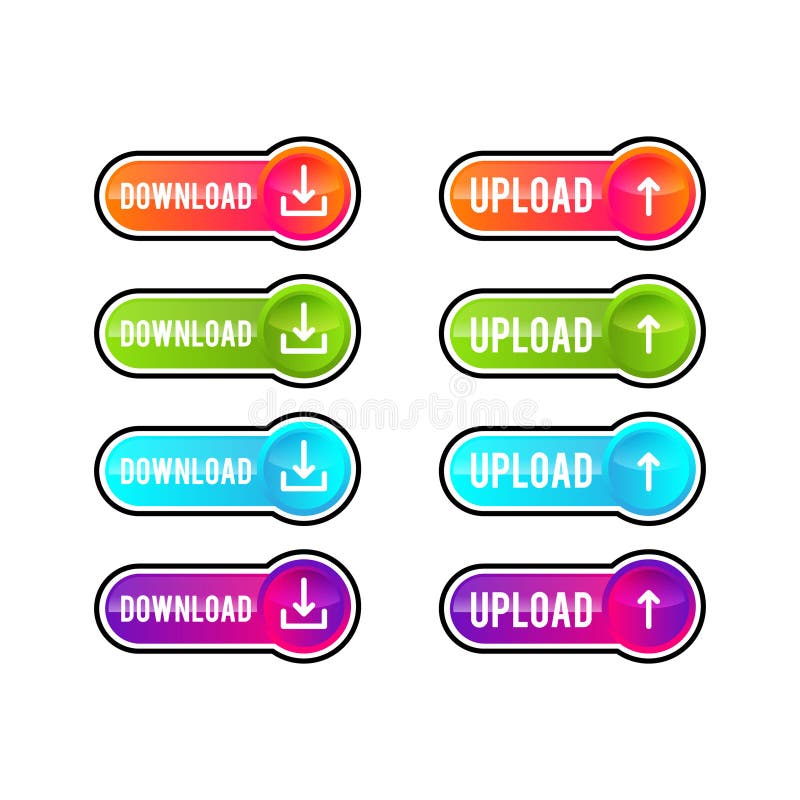 Modern Button with Download and Upload 3d for Concept Design. Load ...
