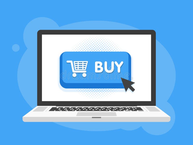Modern Buy Button Design with Mouse Click Symbol in Laptop Notebook ...