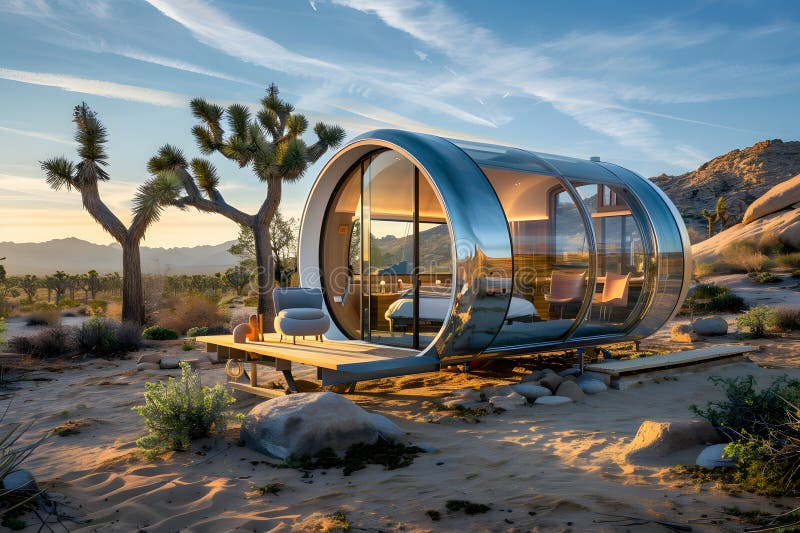 Modern Glamping Cabin in Desert Stock Image - Image of nature, glamping ...