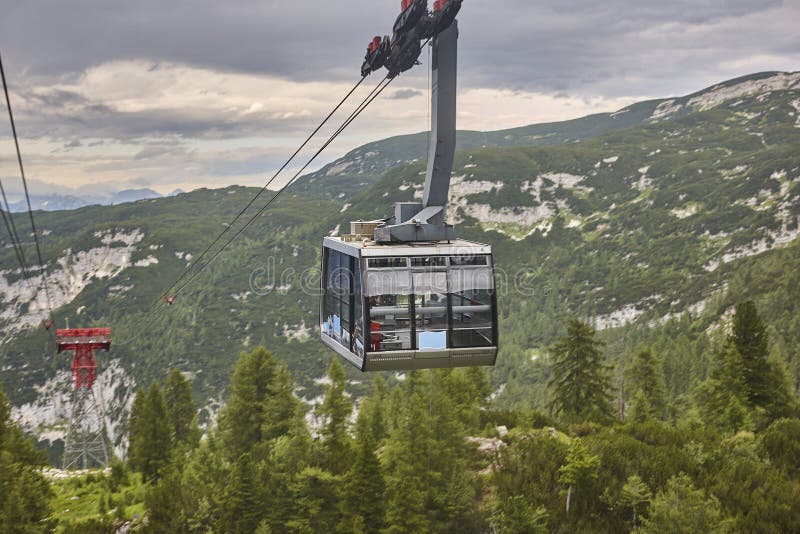 Modern Cable Car in Dachstein Mountain Range. First Section. Austria ...