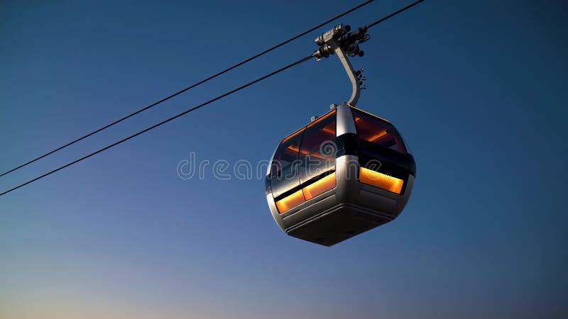 Modern Cable Car in Sunset Sky Stock Footage - Video of futuristic ...